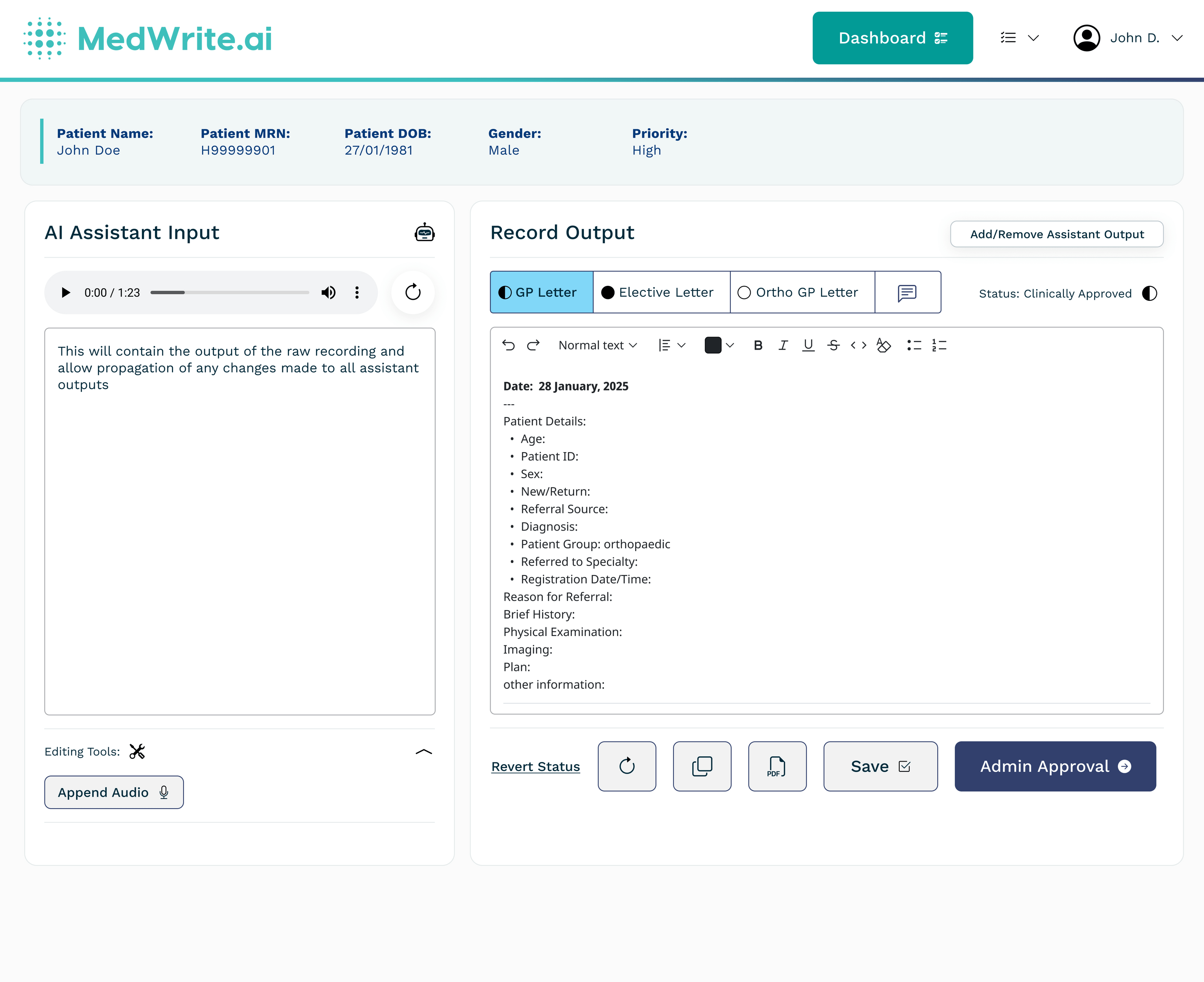 MedWrite AI – Smart Clinical Documentation